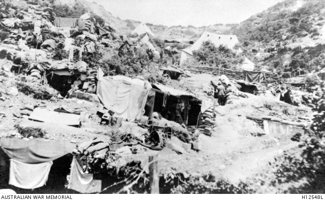 Gallipoli, Turkey. 1915. The initial camp site above Anzac Cove of the ...