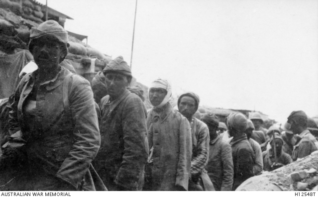 Gallipoli, Turkey. 1915. Turkish prisoners of war on Anzac Cove beach ...