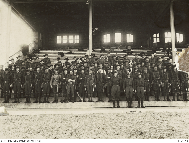 A group of men who were among the first to enlist in the AIF. The man ...