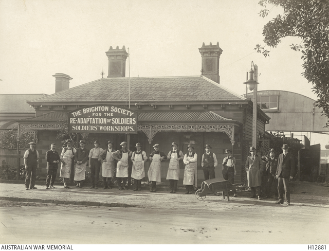 Brighton, Victoria. c. 1920. The exterior of the workshops of the ...