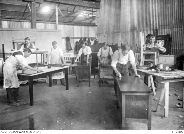 Edwardstown, South Australia. Rerurned soldiers from WW1 being trained ...