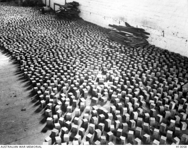 Melbourne, Victoria. Wood blocks cut by returned WW1 soldier trainees ...