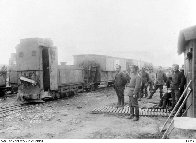 France. April 1918. A German Army light railway hospital train. (Donor ...