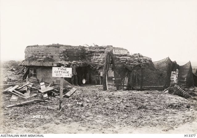The remains of a British Army block house in the Ypres salient after it ...
