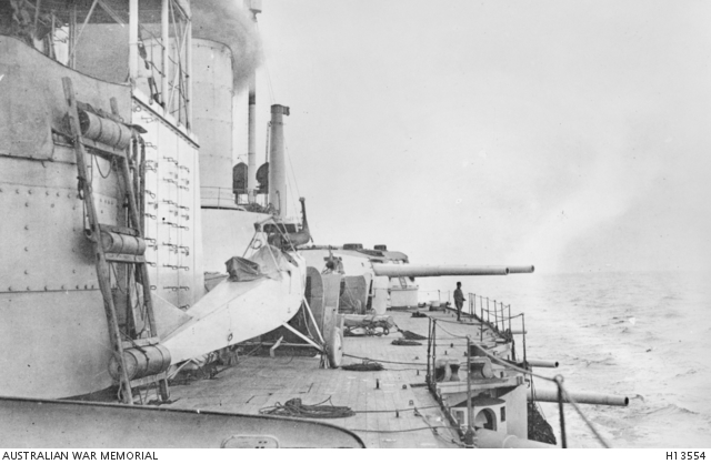At Sea. A partly dismantled aircraft on the deck of the German Navy ...