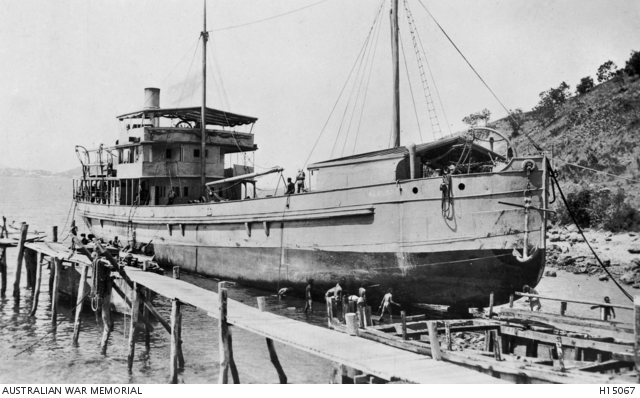 Port Moresby, Papua New Guinea. 1917. The general purpose ship Meklong ...