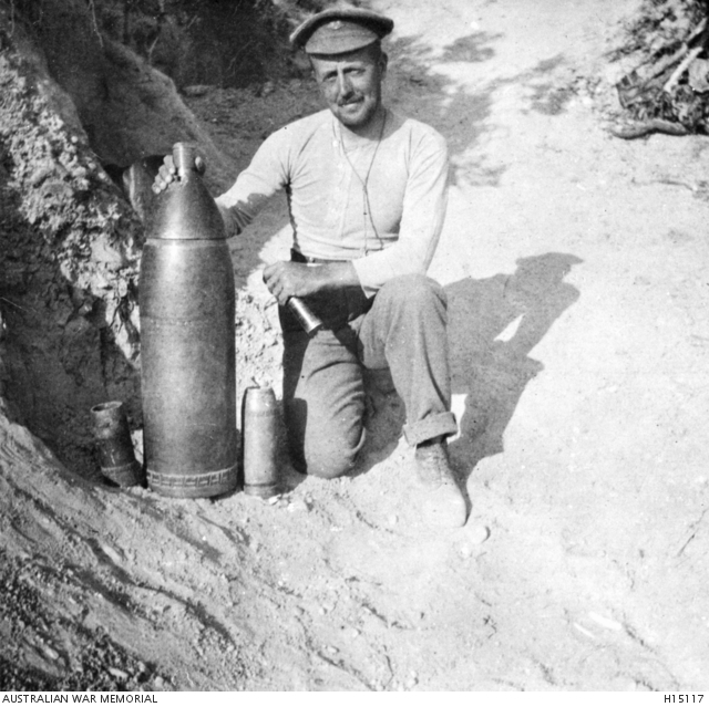 Gallipoli, Turkey. 1915. An 8.25 inch shell which did not explode being ...