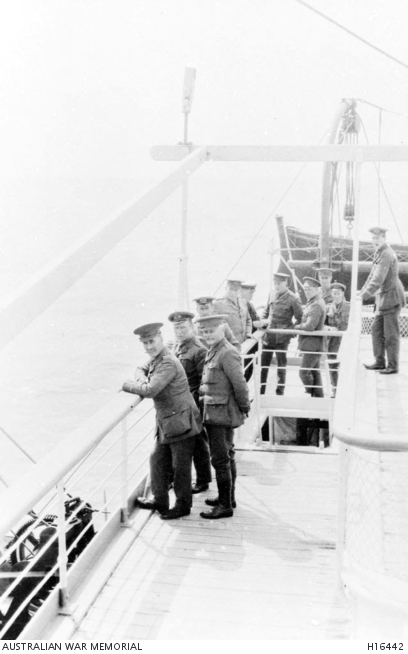 A group of British Officers of the Royal Naval Division on the deck of ...