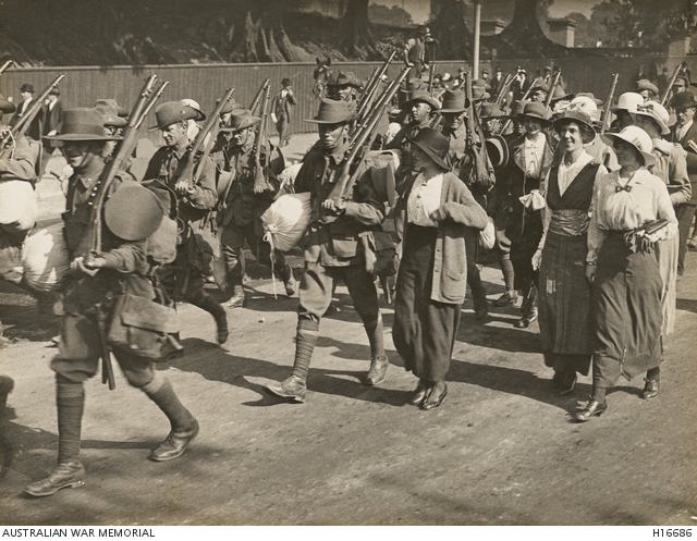 Some of the members of the first AIF contingent to leave Australia ...