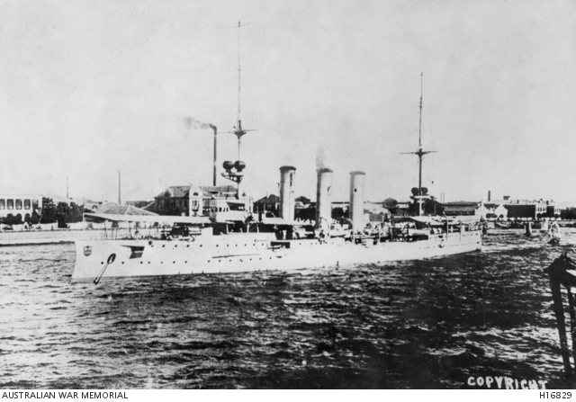 Shanghai Harbour. The German cruiser SS Emden. Photograph reported to ...