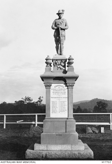 The War Memorial erected by the residents of the Shire of Moggil, to ...