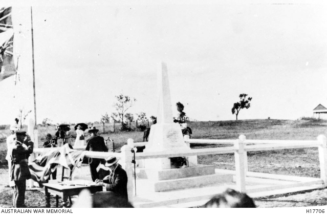 Gracemere, Queensland. A ceremony in progress at the town's WWI War ...