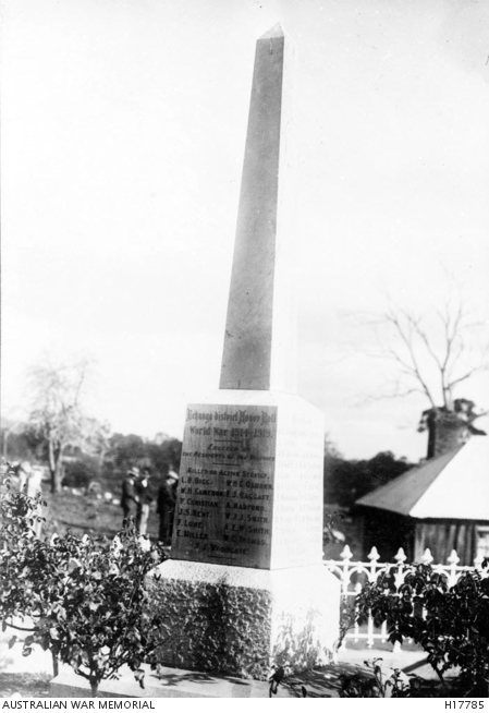 Echunga, South Australia. A WW1 War Memorial shortly before a ceremony ...