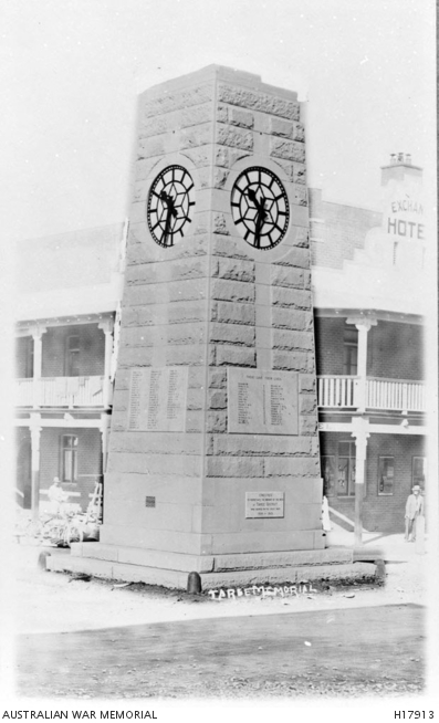 Taree, New South Wales. A WW1 War Memorial in the shape of a clock ...