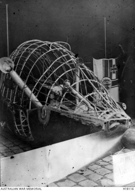 FRANCE. FRAME OF A CAR AND FLAG OF ZEPPELIN Z49 CAPTURED AT BOURBONNE ...