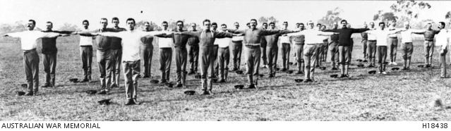 Heidelberg, Victoria. Australian Army warrant officers at a physical ...