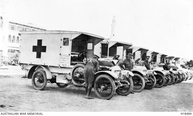Heliopolis, Egypt. 1914. Australian Army Medical Corps ambulance ...