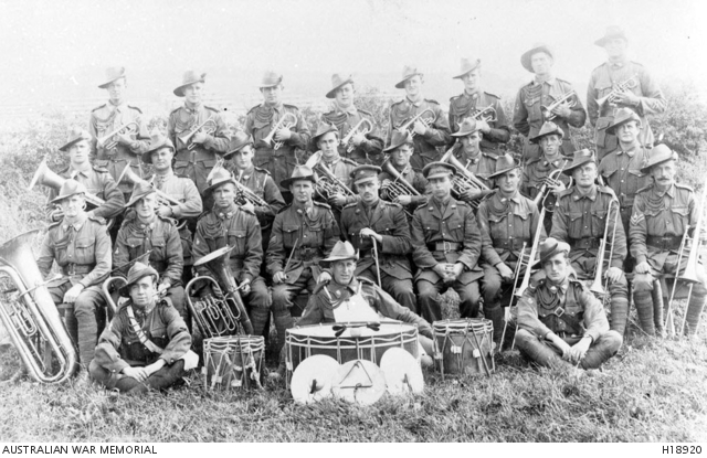 The 12th Australian Army Training Battalion Band at an unidentified ...
