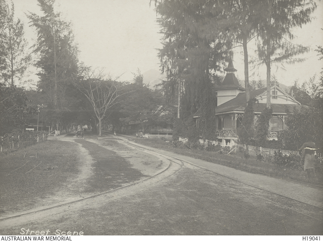 Rabaul, New Britain. A street scene in the suburbs. Note the narrow ...