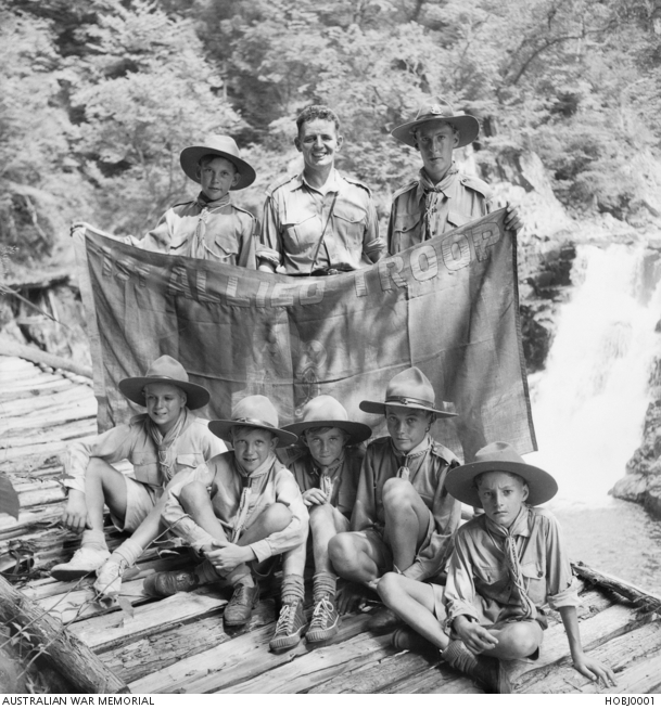 Informal portrait of the scoutmasters and boy scouts of the 1st Allied ...