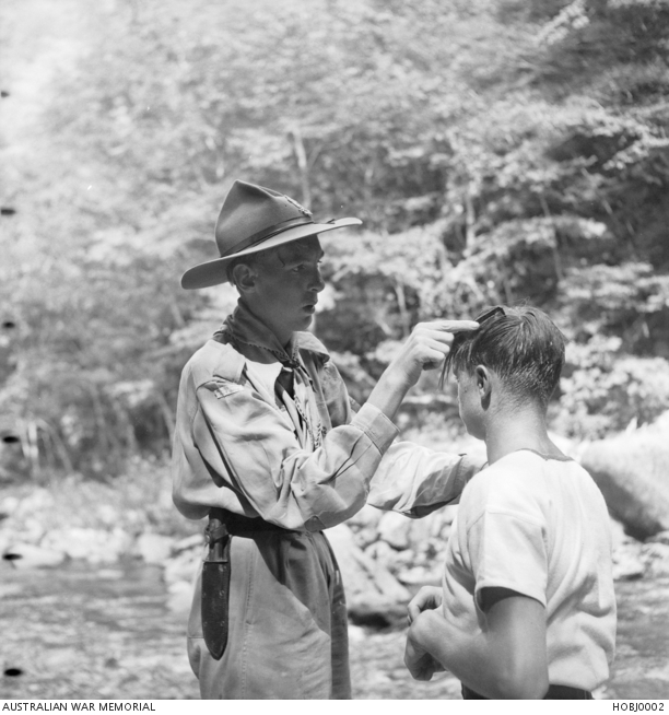 Informal portrait of two boy scouts of the 1st Allied Troop. The troop ...