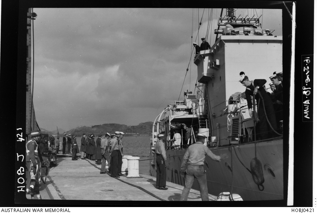 The RAN frigate HMAS Culgoa (F408) prepares to leave port, possibly for ...