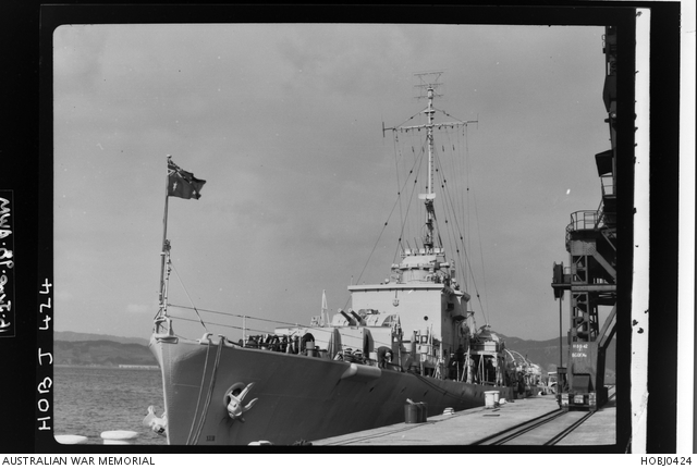 A port bow view of the RAN frigate HMAS Culgoa (F408), being prepared ...