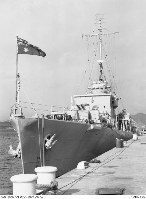 A port bow view of the RAN frigate HMAS Culgoa (F408), being prepared ...