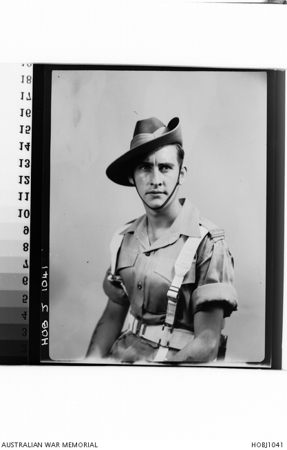 A formal portrait of an unidentified Australian Army Private in dress ...