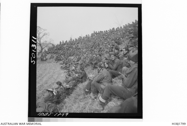 At a rest area for troops, members of the 3rd Battalion, The Royal ...