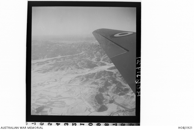 An aerial view of desolate Korean countryside, the type of inhospitable ...