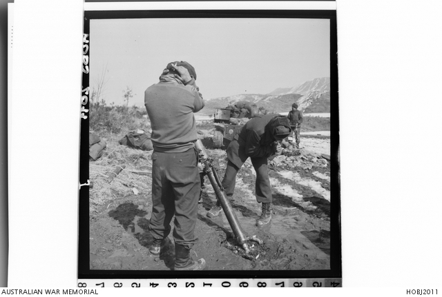 Korea. c. 1951. Mortars are being used with pin point accuracy and ...