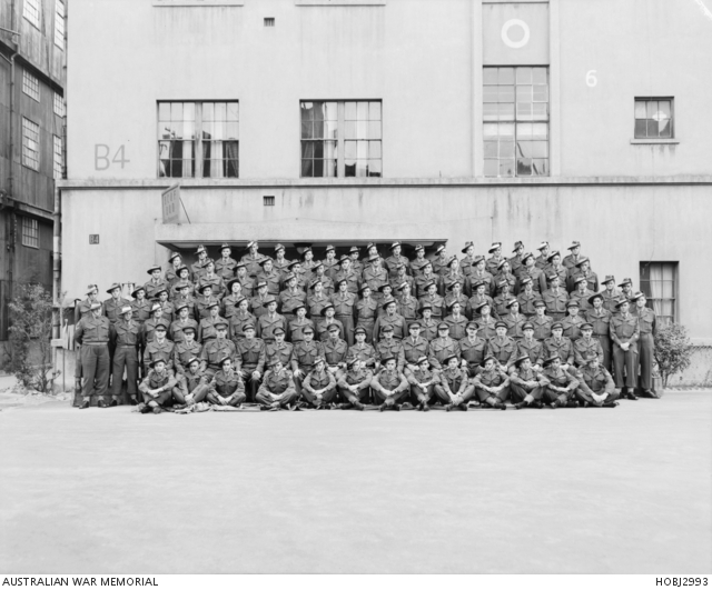Group portrait of members of the British Commonwealth Occupation Force ...