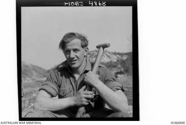 Korea. 4 March 1954. Informal portrait of Private (Pte) Colin Harris ...