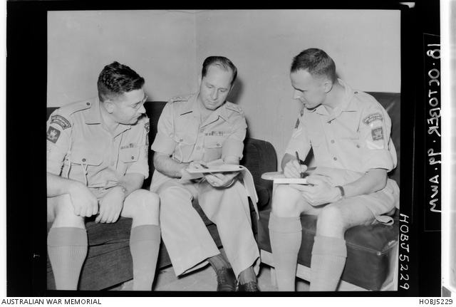 Kure, Japan. 5 August 1954. Britcom Broadcasting Station commander ...