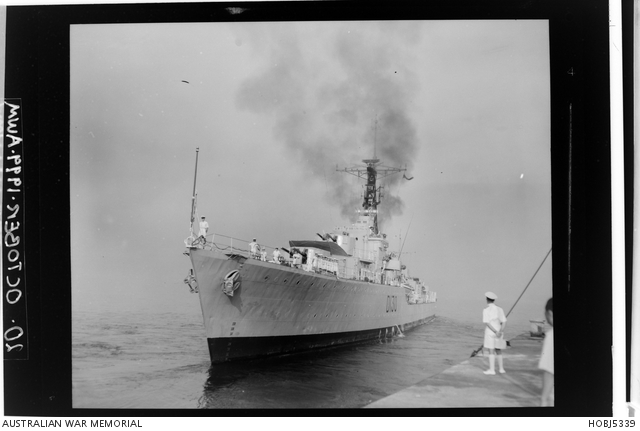 Kure, Japan. September 1954. Port bow view of the Tribal Class ...