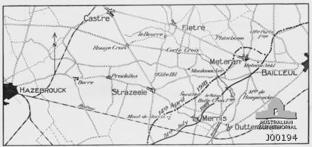 Map showing the defence of Hazebrouck (from a tracing). | Australian ...