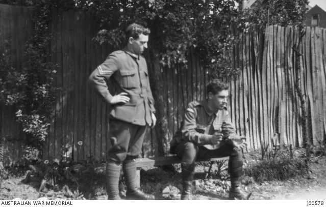 Informal portrait of two Australian soldiers, Corporal Rayment and ...