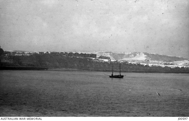 Pictorial scene looking towards Folkestone from the sea. From the ...