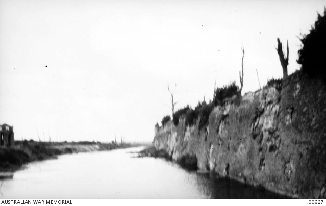 Old ramparts on the Yser River near Menin Gate and the Menin Road. From ...