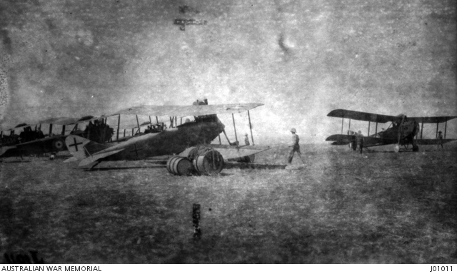 Four intact captured German DFW CV Reconnaissance bi-planes sitting on ...