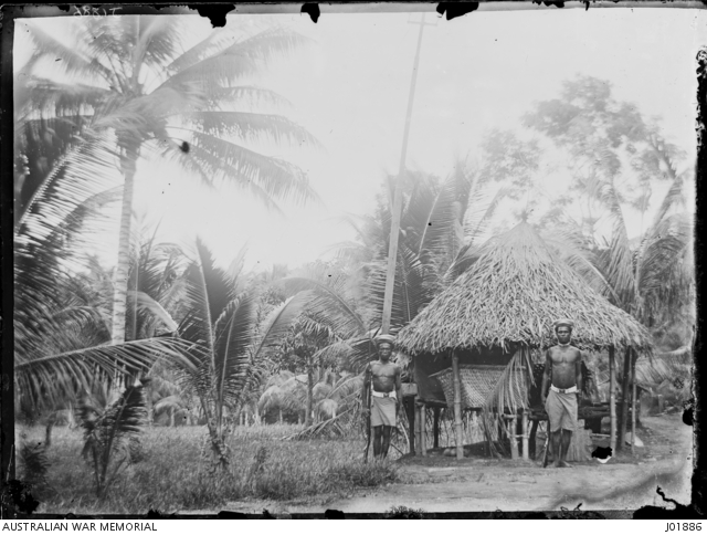 Native Police on watch around the native compound at Rabaul ...