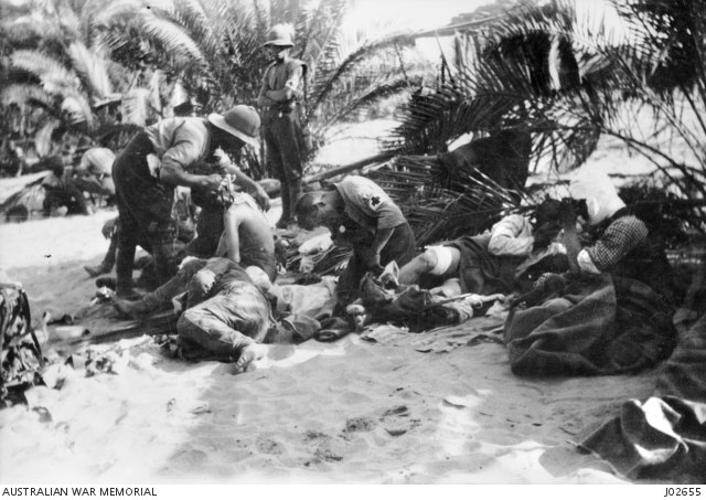1916. TURKISH WOUNDED BEING ATTENDED TO BY THE 3RD AUSTRALIAN LIGHT ...