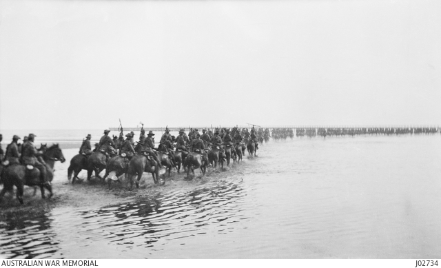 THE 8TH A.L.H. REGIMENT AT ALTONA BAY, VICTORIA, WHERE THEY BIVOUACED ...