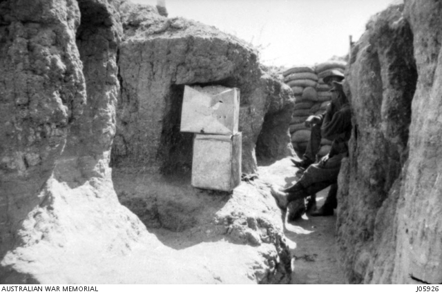 A SCENE IN ONE OF THE DEEP TRENCHES AT ANZAC. (DONATED BY MRS. S.N ...
