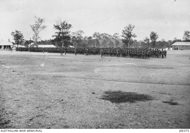 The 42nd Battalion drawn up at Enoggera for review by Brigadier General ...