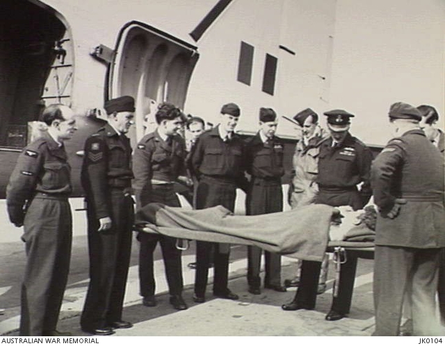 IWAKUNI, JAPAN. 1951. THE 5000TH WOUNDED SERVICEMAN TO BE FLOWN BACK ...