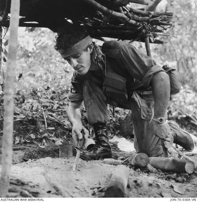 South Vietnam. June 1970. Sapper Mick Lace of Campbelltown, NSW, of the ...