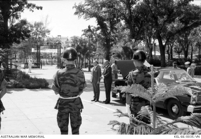 Vietnam. 1966. Brigadier W. Hall (left), President of the Victorian ...