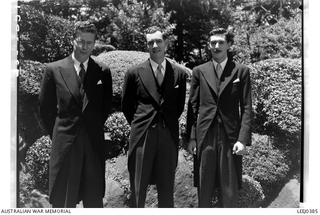 Group portrait three unidentified men, possibly staff of the Australian ...